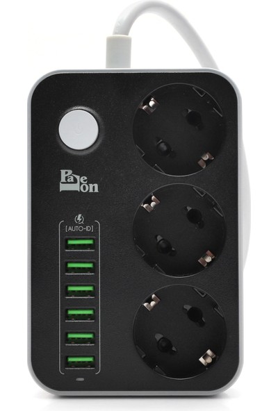 Paleon 5V 3.4A 6 USB Bağlantı Noktası 3'lü Uzatma Akım Korumalı Priz Paleon 5V 3.4A 6 USB Bağlantı Noktası 3'lü Uzatma Akım Korumalı Priz