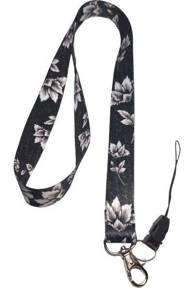 Stormistoretr Çiçek Boyun İpi Telefon Askısı Siyah