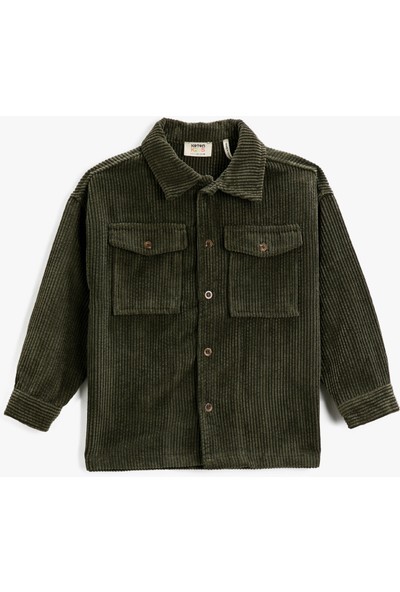 Koton Fitilli Kadife Uzun Kollu Gömlek Çift Cepli