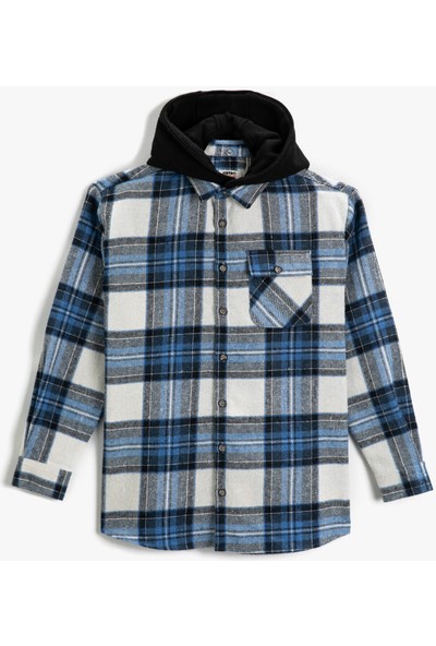 Koton Ekose Kapşonlu Oduncu Gömleği Uzun Kollu Cepli