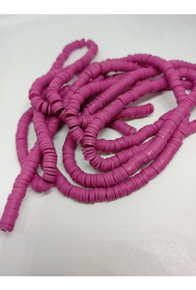 Mavi Çerçi 6 mm Mürdüm Fimo Boncuk Dizisi 40 cm Mavi Çerçi