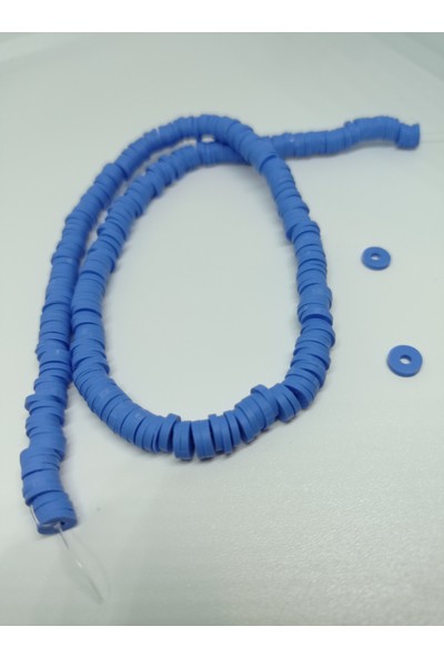 Mavi Çerçi 6 mm Mavi Fimo Boncuk Dizisi 40 cm Mavi Çerçi