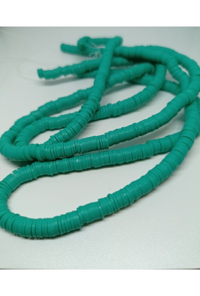 Mavi Çerçi 6 mm Petrol Yeşili Fimo Boncuk Dizisi 40 cm Mavi Çerçi