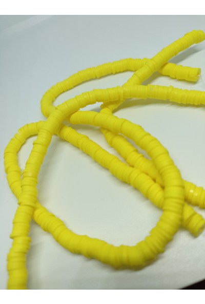 Mavi Çerçi 6 mm Sarı Fimo Boncuk Dizisi 40 cm Mavi Çerçi