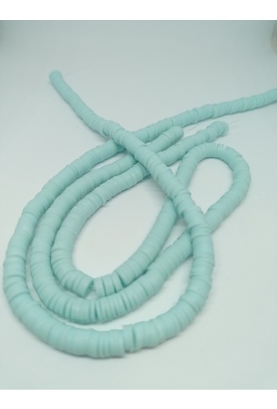 Mavi Çerçi Fimo Açık Mavi Boncuk 6 mm 40 cm Mavi Çerçi