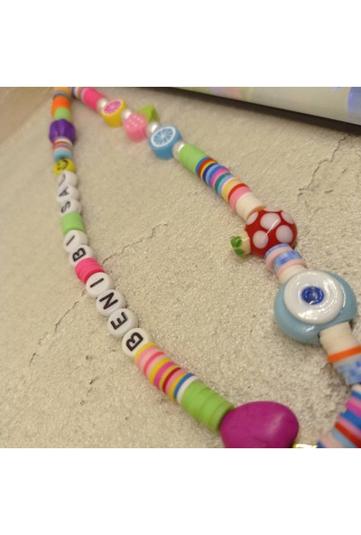 Mavi Çerçi Telefon Charmı 'benı Bi Sal' Mottolu Mavi Çerçi