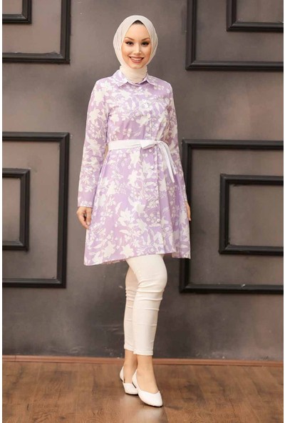 Neva Style Neva Style - Desenli Lila Tesettür Tunik 5618LILA Neva Style Neva Style - Desenli Lila Tesettür Tunik 5618LILA