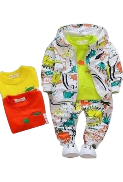 Riccotarz Erkek Çocuk Dino 5'li Beyaz Eşofman Takım