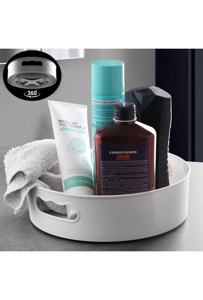 Vienev 360 Derece Dönen Banyo&buzdolabı Düzenleyici Tepsi Beyaz