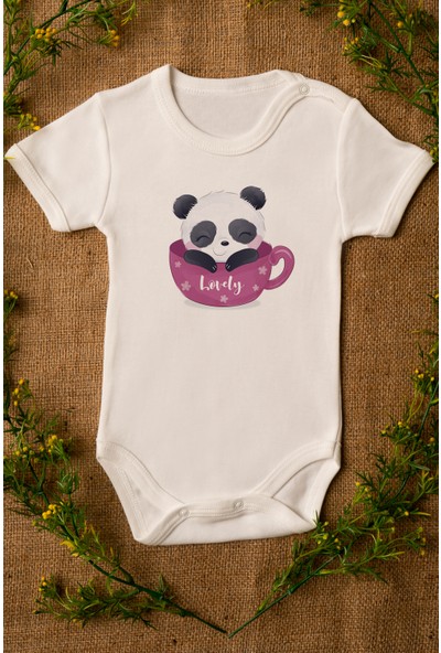Overoz Bebek Cup Panda Baskılı Ekru Çıtçıtlı Body 5034 Overoz Bebek Cup Panda Baskılı Ekru Çıtçıtlı Body 5034