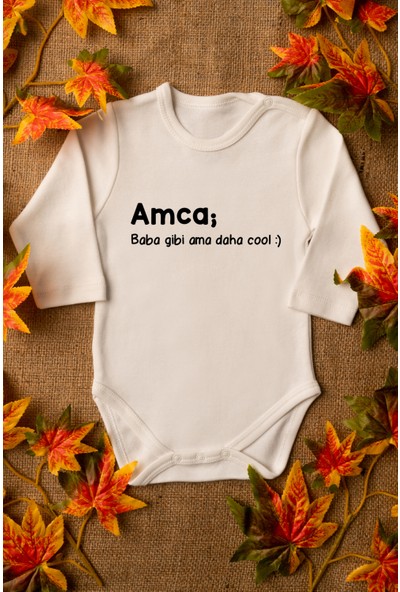Overoz Bebek Amca Daha Cool Yazılı Organik Baskılı Uzun Kollu Ekru Çıtçıtlı Body / Zıbın 8005 Overoz Bebek Amca Daha Cool Yazılı Organik Baskılı Uzun Kollu Ekru Çıtçıtlı Body / Zıbın 8005