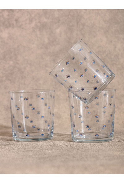 Funtex Lcw Göz Baskılı Cam Su Bardağı 3'lü 380 ml
