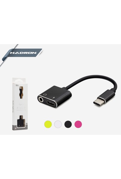 Hadron Type-C To Aux ve Şarj Çevirici Adaptör Hadron HD4628 Pembe