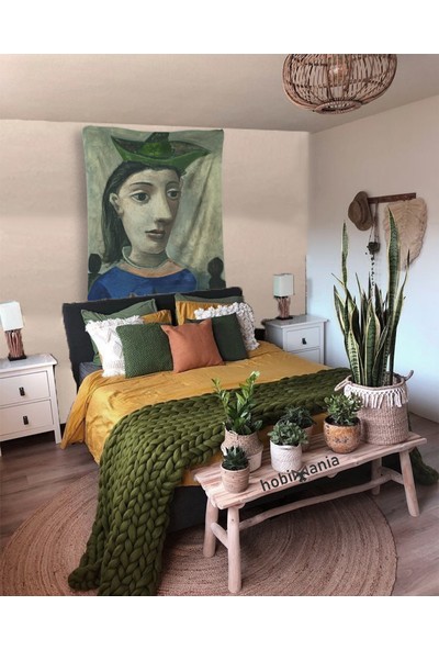 Hobimania Duvar Örtüsü Tapestry Pablo Picasso Donna Con Capello Verde 40X60 cm Duvar Dekorasyon Moda Hobimania Duvar Örtüsü Tapestry Pablo Picasso Donna Con Capello Verde 40X60 cm Duvar Dekorasyon Moda