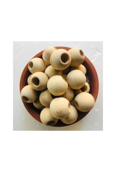 İzmir Bitpazarı 32MM Ham Ahşap Boncuk - 10 Adet -