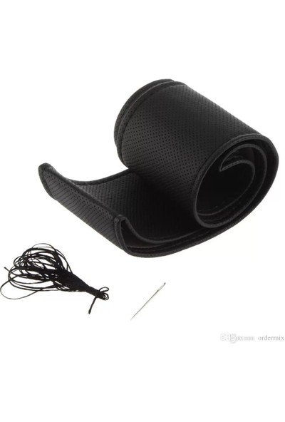 Ayz Oto Aksesuar Skoda Superb (2018-2021) Dikmeli Direksiyon Kılıfı Noktalı Siyah Deri Çift Katmanlı (Pedli)