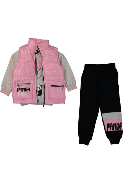 Yavrucak Şişme Yelek - Panda Baskılı Kız Çocuk Sweatshirt - Alt Eşofman