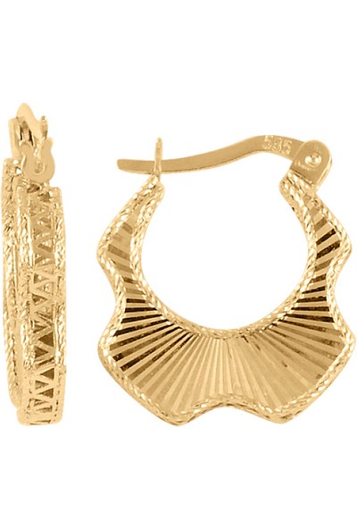 Minyatür Altın 14 Ayar Altın Tasarım Küpe