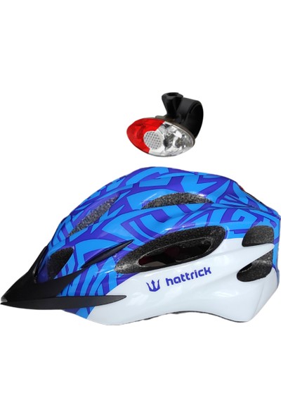 Hsgl Bisiklet Mavi Kask Çakarlı Mavi Kırmızı Işıklı Set