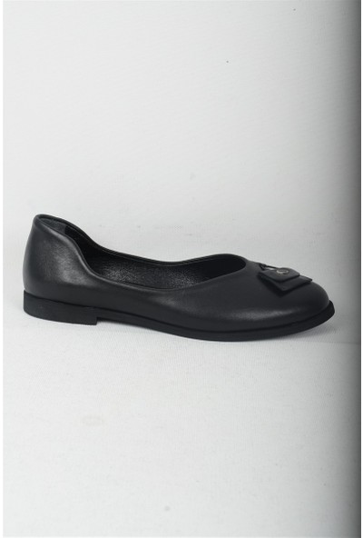 Chelsy Siyah Deri Kadın Babet Chelsy