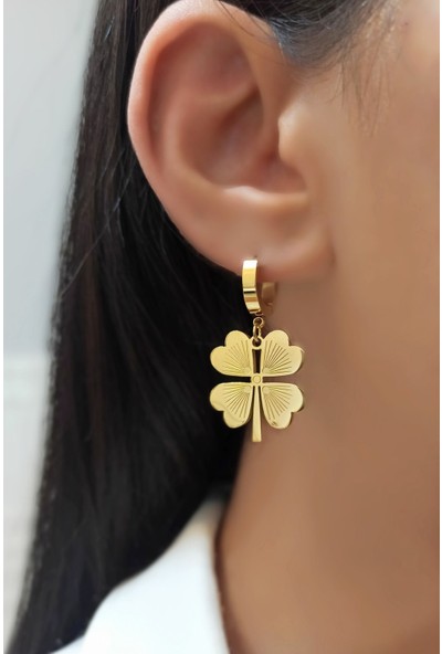 ÇLK Accessories Çelik Yonca Halka Çelik Küpe ÇLK Accessories Çelik Yonca Halka Çelik Küpe