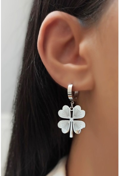 ÇLK Accessories Çelik Yonca Halka Çelik Küpe ÇLK Accessories Çelik Yonca Halka Çelik Küpe