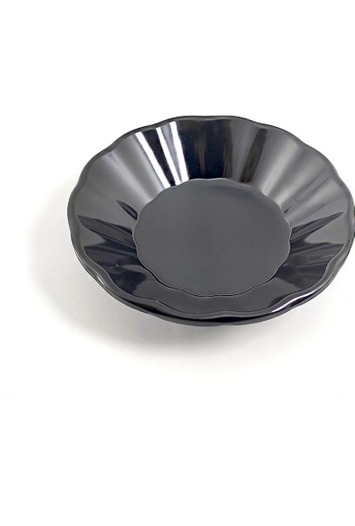 Gastromarka 6'lı Lux Parlak Siyah Kahveci Tipi Çay Tabağı