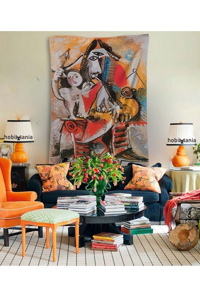 Hobimania Duvar Örtüsü Tapestry Pablo Picasso Musketeer And Cupid 70X100 cm Duvar Dekorasyon Moda Hobimania Duvar Örtüsü Tapestry Pablo Picasso Musketeer And Cupid 70X100 cm Duvar Dekorasyon Moda