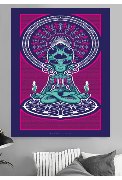 Hobimania Alien Yoga Duvar Örtüsü Duvar Halısı Tapestry 150X100 cm Duvar Dekorasyon Moda
