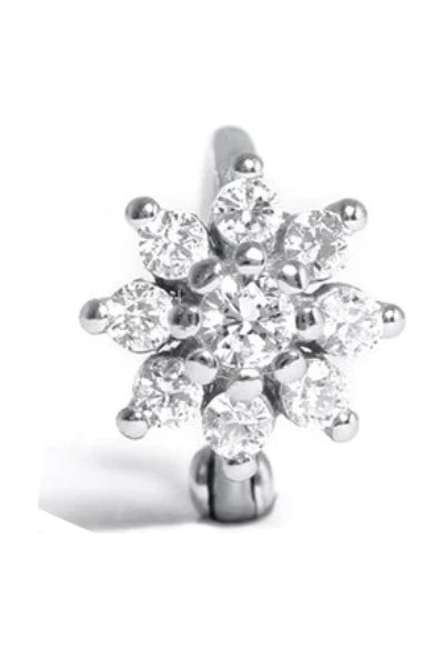 Bylin 925 Ayar Gümüş Zirkon Taşlı Çiçek Mini Halka Piercing/küpe