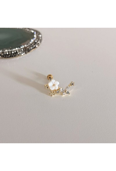 Bylin Cerrahi Çelik Gold Çiçek Seli Piercing