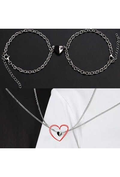Takı Dükkanı Mıknatıslı Kalpler Sevgili Kolyesi ve Bileklik Seti bbs07 Takı Dükkanı Mıknatıslı Kalpler Sevgili Kolyesi ve Bileklik Seti bbs07