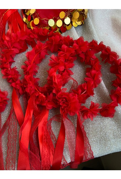 Kına Marketi Şifon Çiçekli Nedime Tacı