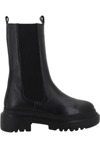 Hobby 21447 Deri Kadın Günlük Bot Siyah