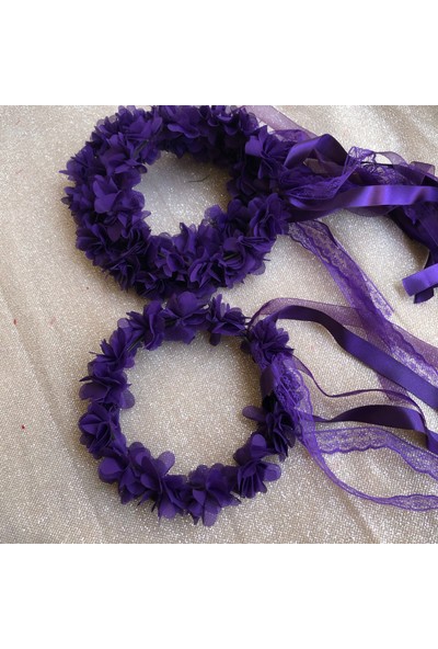 Kına Marketi Şifon Çiçekli Nedime Tacı