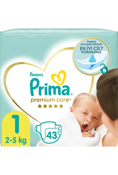 Prima Bebek Bezi Premium Care 1 Beden 43 Adet İkiz Paket