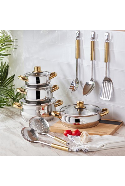 Karaca Rumeli Çelik Tencere Seti 13 Parça Gold