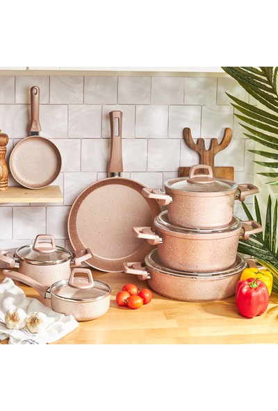 Karaca Biogranit Rosegold 12 Parça Tencere Seti