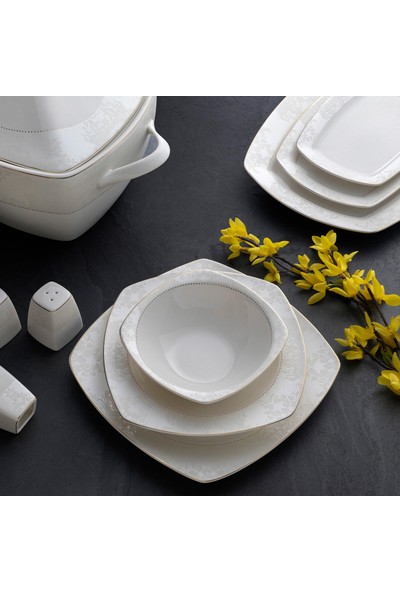 Emsan Defne 60 Parça 12 Kişilik Porselen Yemek Takımı Gold