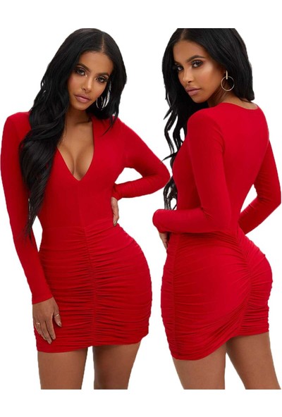 Terry Pau Mini Dekolteli Elbise