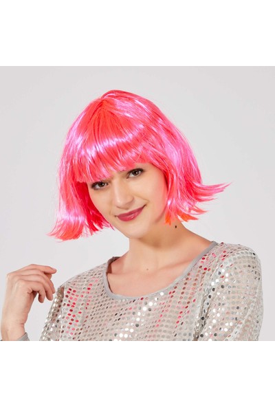 Sinerji Shop Şeker Pembe Renk Parti Peruğu Küt Saç Sinerji Shop Şeker Pembe Renk Parti Peruğu Küt Saç