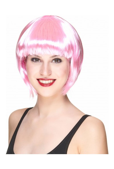 Sinerji Shop Soft Pembe Renk Parti Peruğu Küt Saç Sinerji Shop Soft Pembe Renk Parti Peruğu Küt Saç