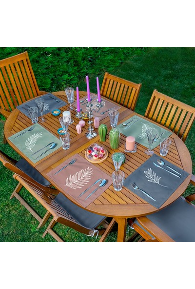 RealHomes 6'lı Renkli Zemin Yaprak Tasarımlı Amerikan Servis Seti RealHomes 6'lı Renkli Zemin Yaprak Tasarımlı Amerikan Servis Seti