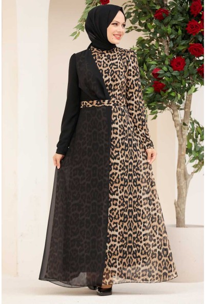 Neva Style Tesettürlü Abiye Elbise - Leopar Desenli Tesettür Abiye Elbise 32433LP Neva Style Tesettürlü Abiye Elbise - Leopar Desenli Tesettür Abiye Elbise 32433LP