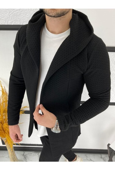 Jet Store Siyah Kapüşonlu Erkek Hırka
