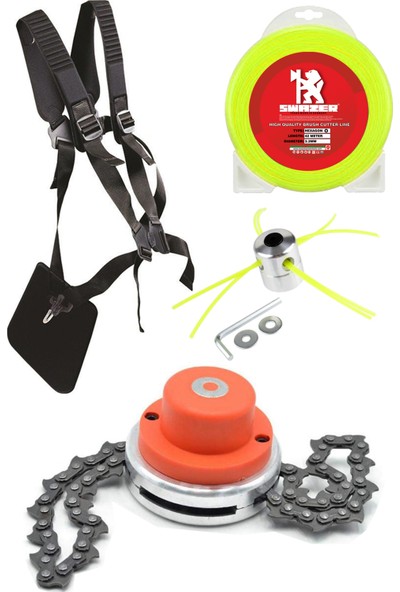 Swazer Misina Ip Örümcek Misina Canavar Başlık ve Yan Tipi Tırpan Askı Aparatı Seti