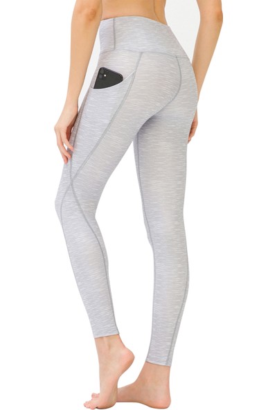 Los Ojos Kadın Melanj Gri Yüksek Bel Çift Cepli Toparlayıcı Spor Tayt