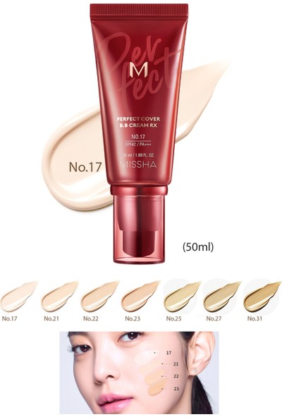 MISSHA Yüksek Kapatıcı ve Cilt Bakım Etkili Yeni Nesil BB Krem SPF42+++ M Perfect Cover BB Cream RX (No.17) 50ml MISSHA Yüksek Kapatıcı ve Cilt Bakım Etkili Yeni Nesil BB Krem SPF42+++ M Perfect Cover BB Cream RX (No.17) 50ml