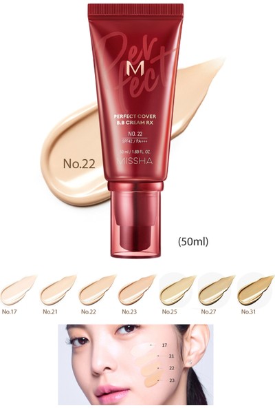 MISSHA Yüksek Kapatıcı ve Cilt Bakım Etkili Yeni Nesil BB Krem SPF42+++ M Perfect Cover BB Cream RX (No.22) 50ml MISSHA Yüksek Kapatıcı ve Cilt Bakım Etkili Yeni Nesil BB Krem SPF42+++ M Perfect Cover BB Cream RX (No.22) 50ml