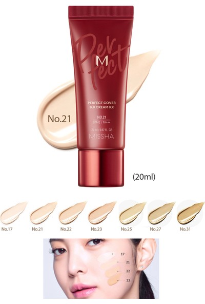 MISSHA Yüksek Kapatıcı ve Cilt Bakım Etkili Yeni Nesil BB Krem SPF42+++ M Perfect Cover BB Cream RX (No.21) 20ml MISSHA Yüksek Kapatıcı ve Cilt Bakım Etkili Yeni Nesil BB Krem SPF42+++ M Perfect Cover BB Cream RX (No.21) 20ml